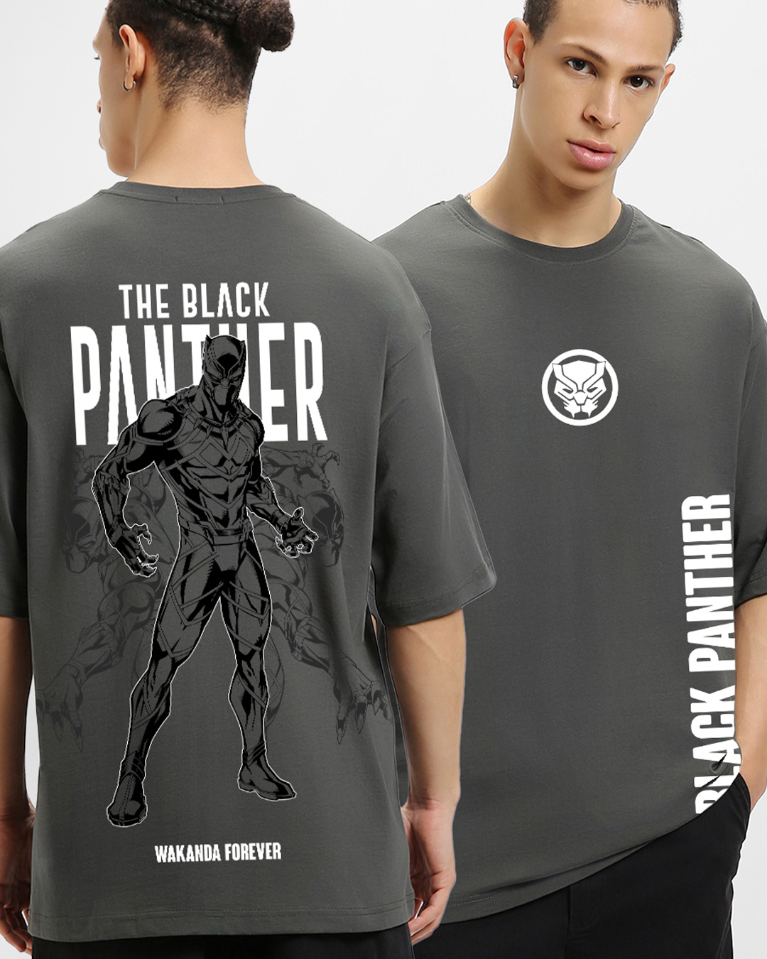 Buy Men's Grey Wakanda Forever Graphic Printed Oversized T-shirt Online at Bewakoof