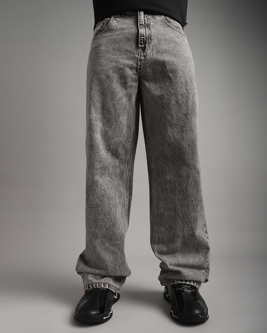 Buy Men's Grey Washed Baggy Relaxed Fit Jeans Online at Bewakoof