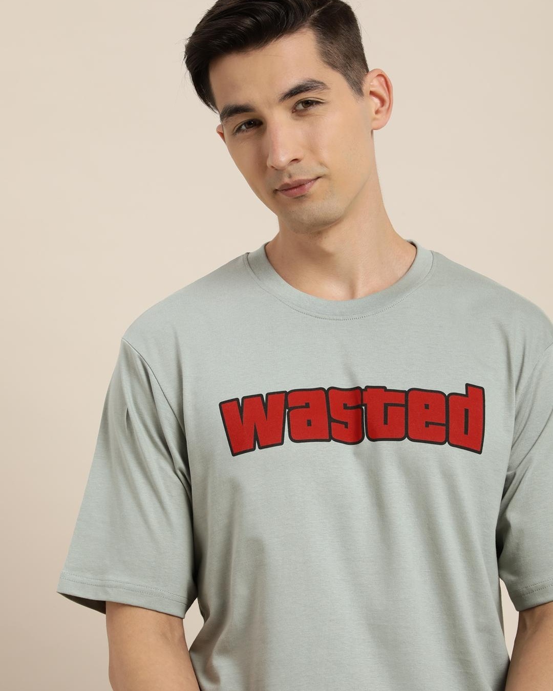 Buy Men's Grey Wasted Typography Oversized T-shirt Online at Bewakoof