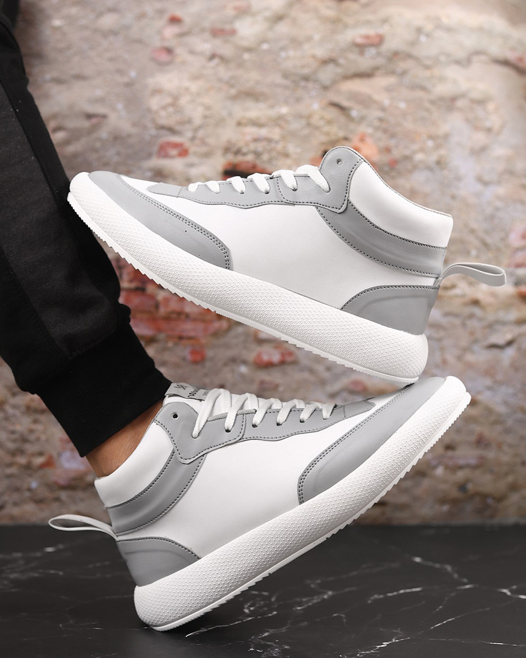 Buy Men's Grey & White Color Block Sneakers Online in India at Bewakoof