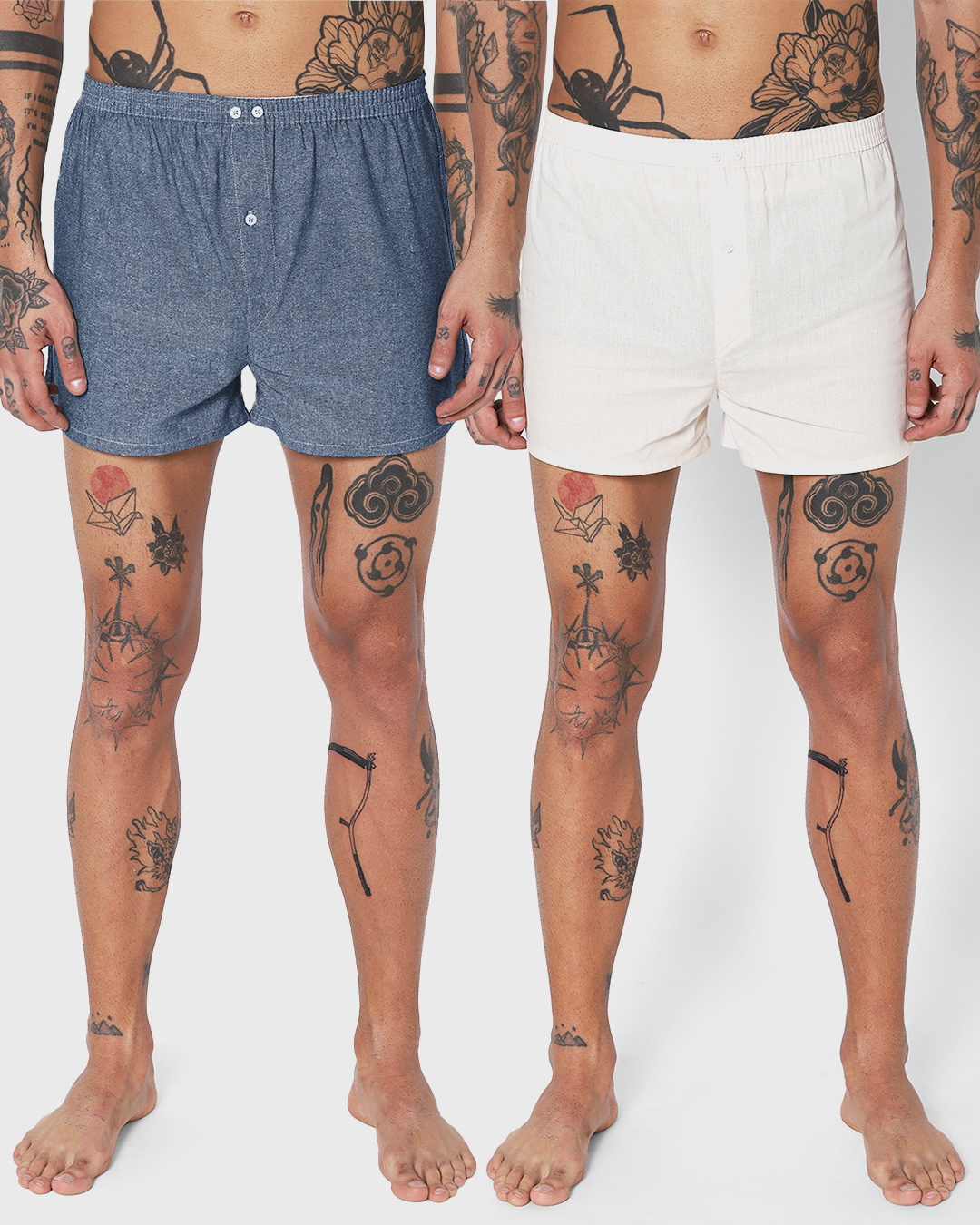 Buy Pack of 2 Men's Grey & White Relaxed Fit Boxer Shorts Online in ...