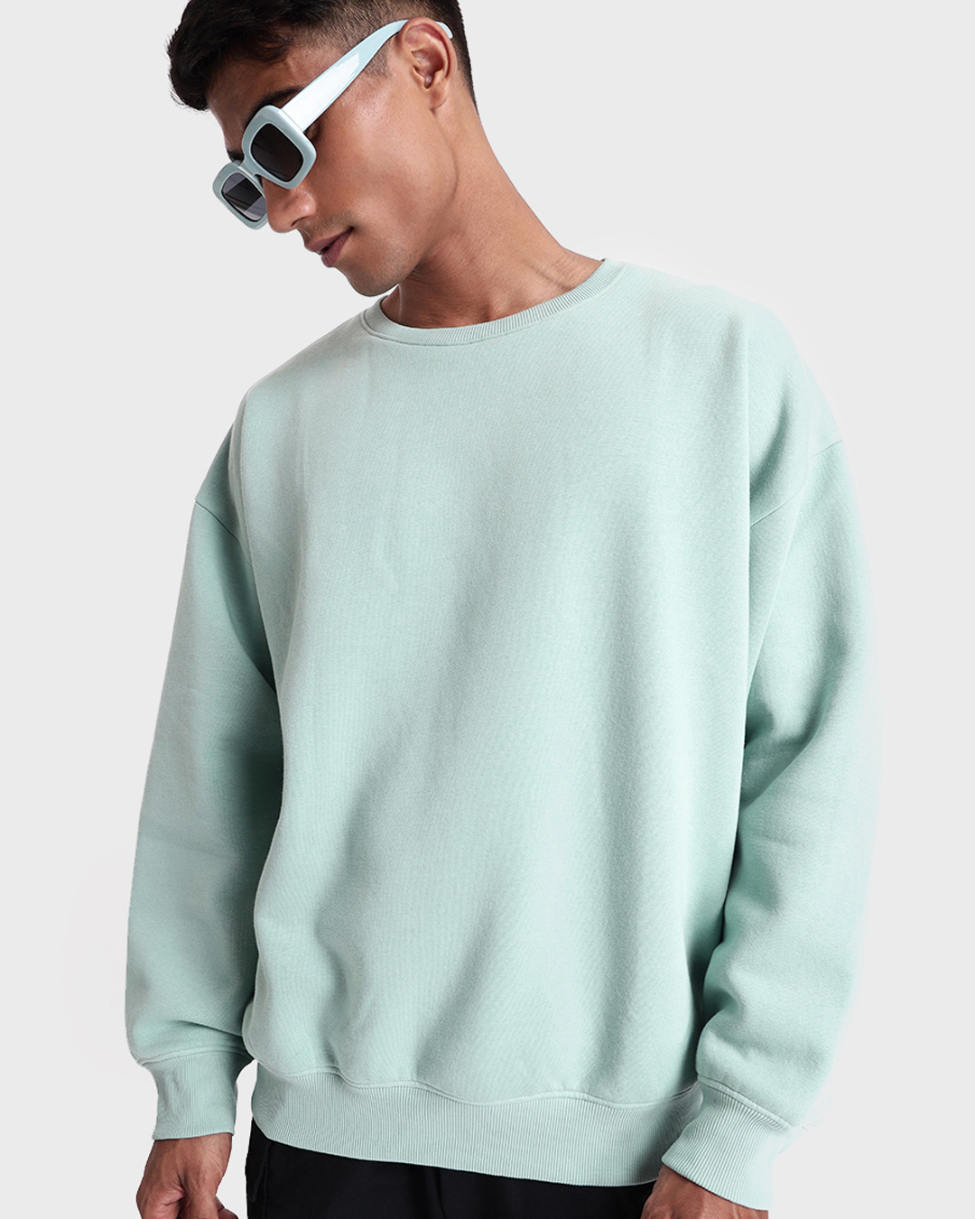 Buy Men's Cyan Oversized Plus Size Sweatshirt Online at Bewakoof