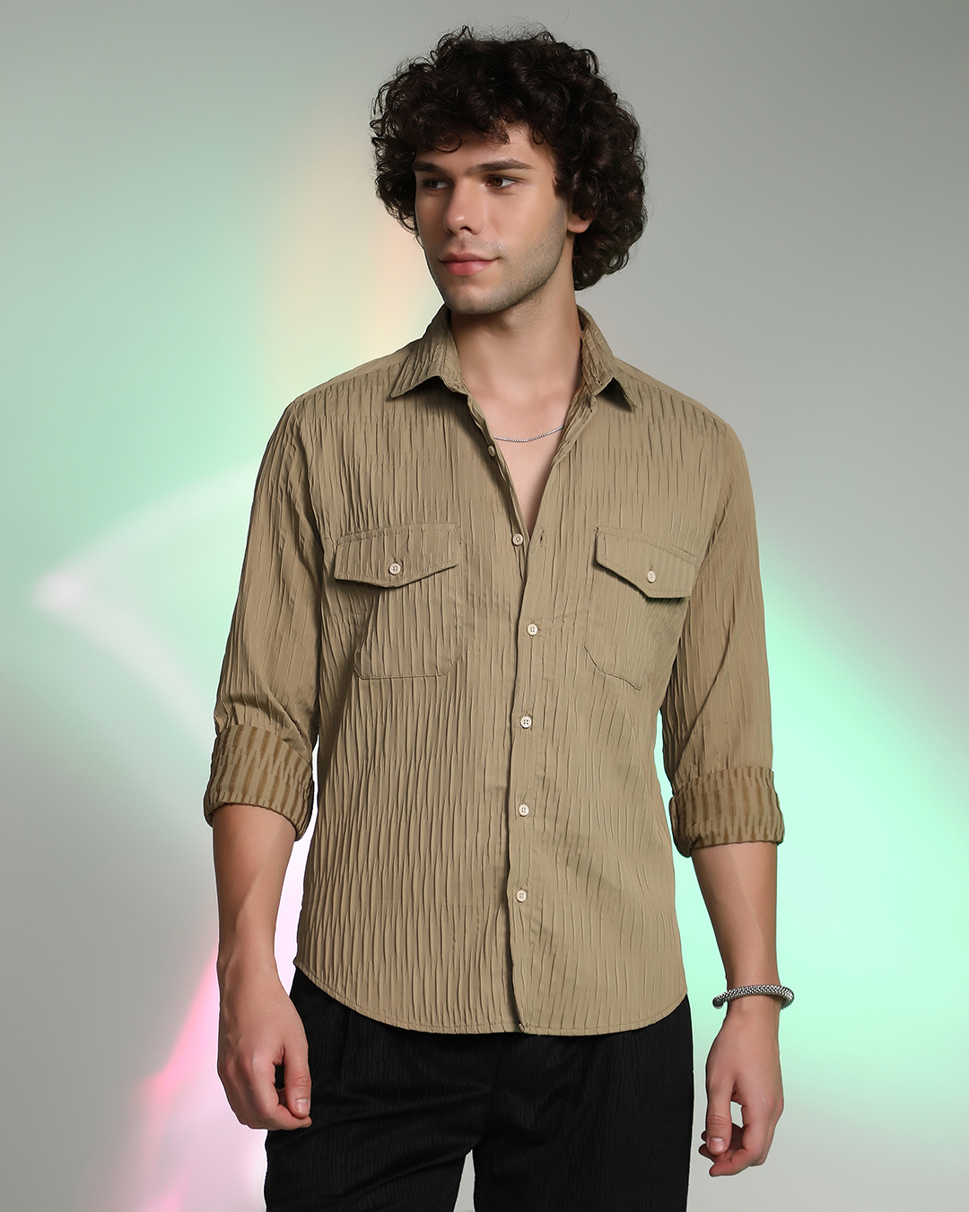 Buy Men's Hazelnut Beige Textured Shirt Online at Bewakoof