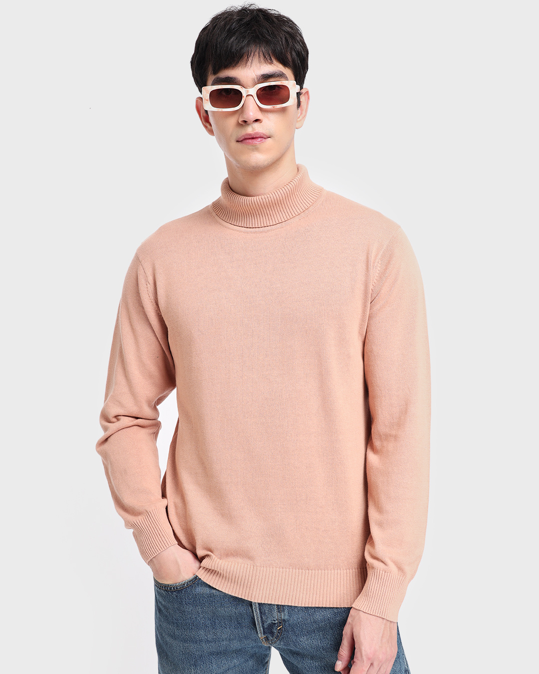 Buy Men's Pink High Neck Sweater Online at Bewakoof
