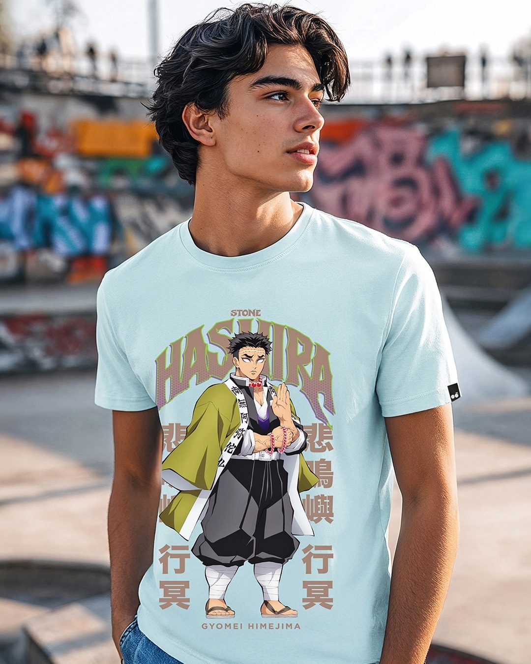 Buy Men's Ice Melt Blue Gyomi Stone Hashira Graphic Printed T-shirt ...