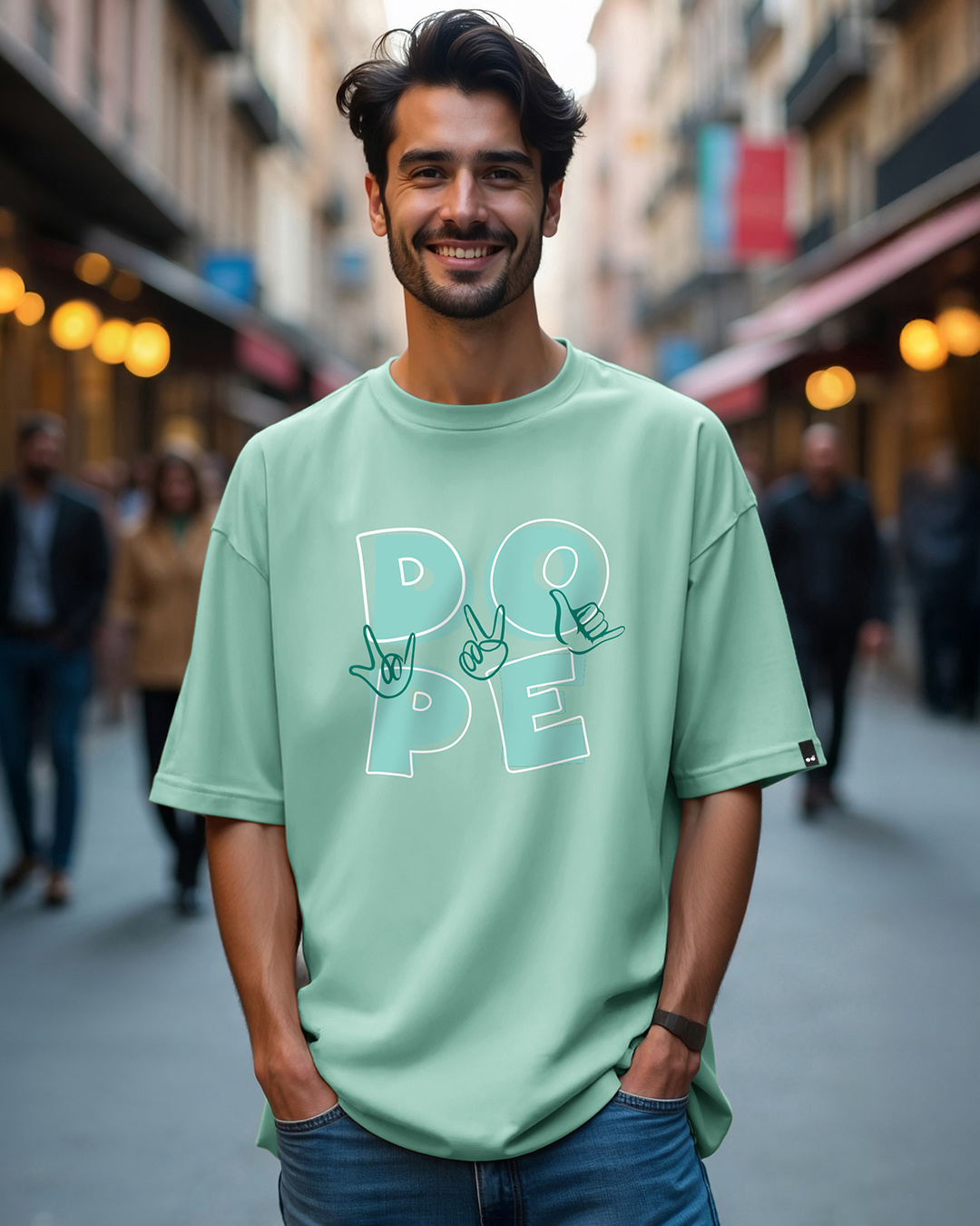Buy Men's Iceberg Green Dope Graphic Printed Oversized T-shirt Online ...