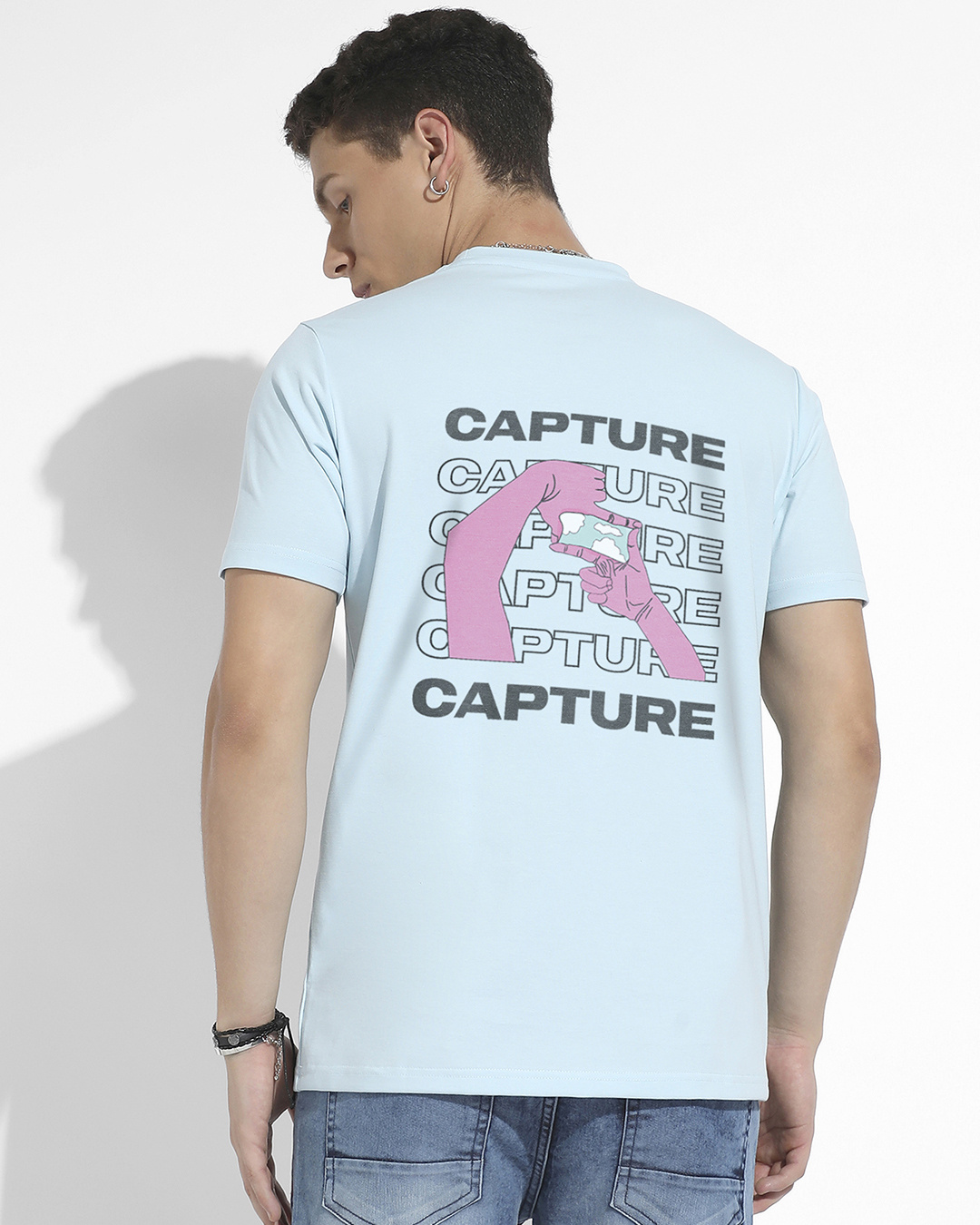 Buy Men's Icy Blue Graphic Printed T-shirt Online at Bewakoof