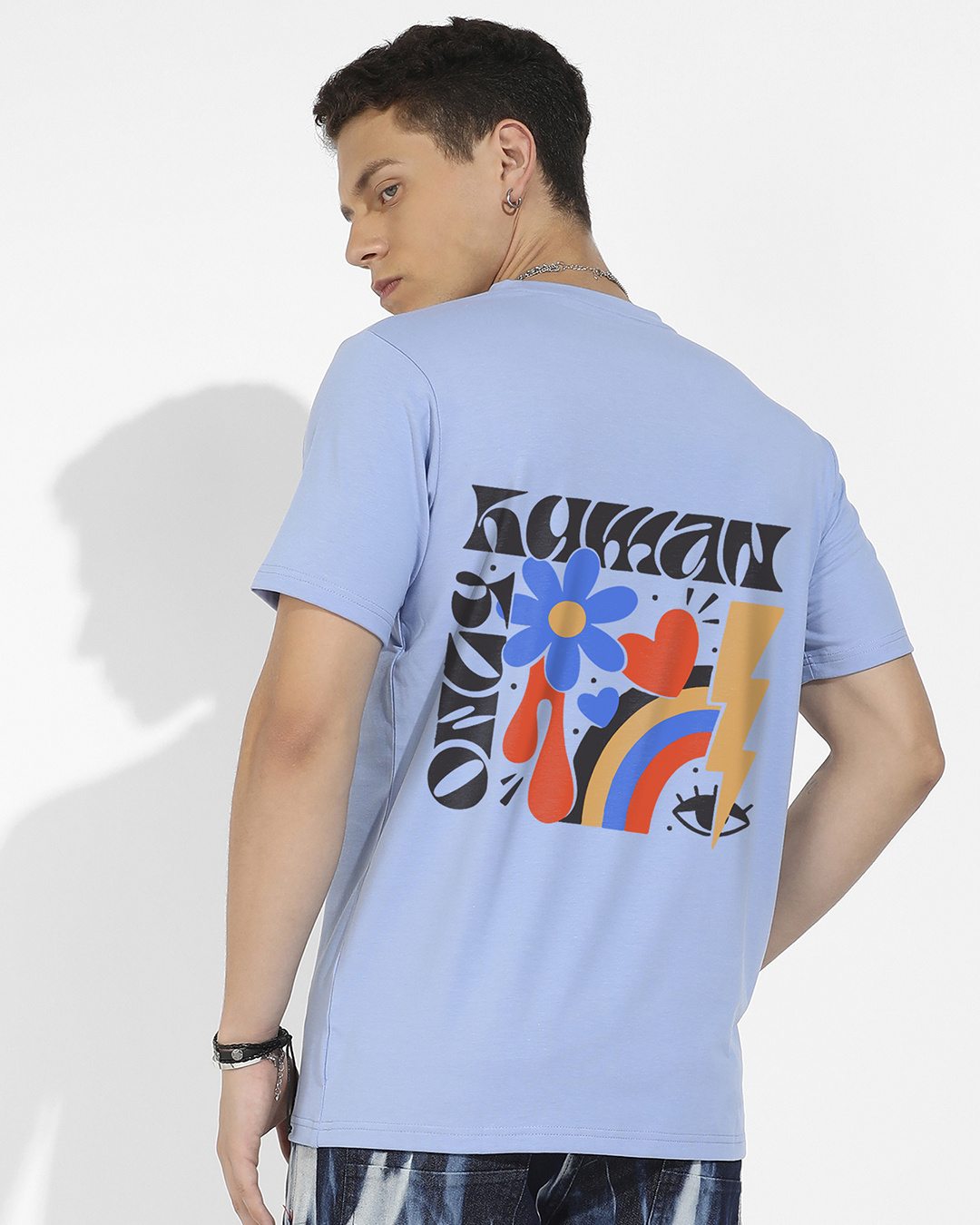 Buy Men's Icy Blue Graphic Printed T-shirt Online at Bewakoof