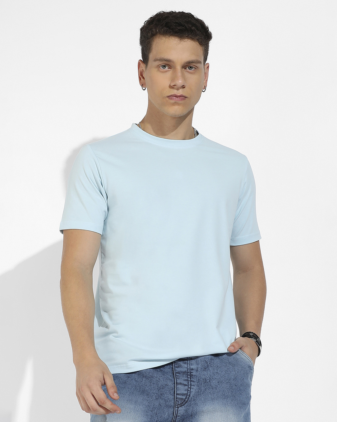 Buy Men's Icy Blue T-shirt Online at Bewakoof