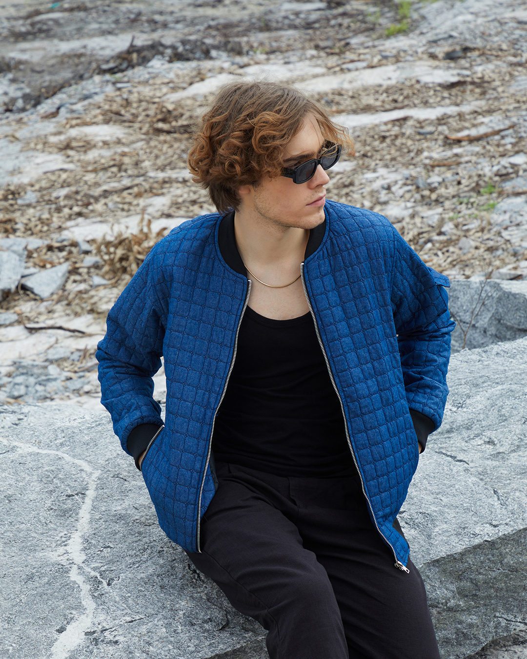 Buy Men's Indigo Blue Checked Bomber Jacket Online at Bewakoof