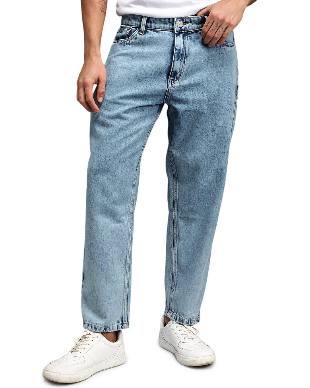 Buy Men's Indigo Blue Washed Straight Fit Jeans Online at Bewakoof