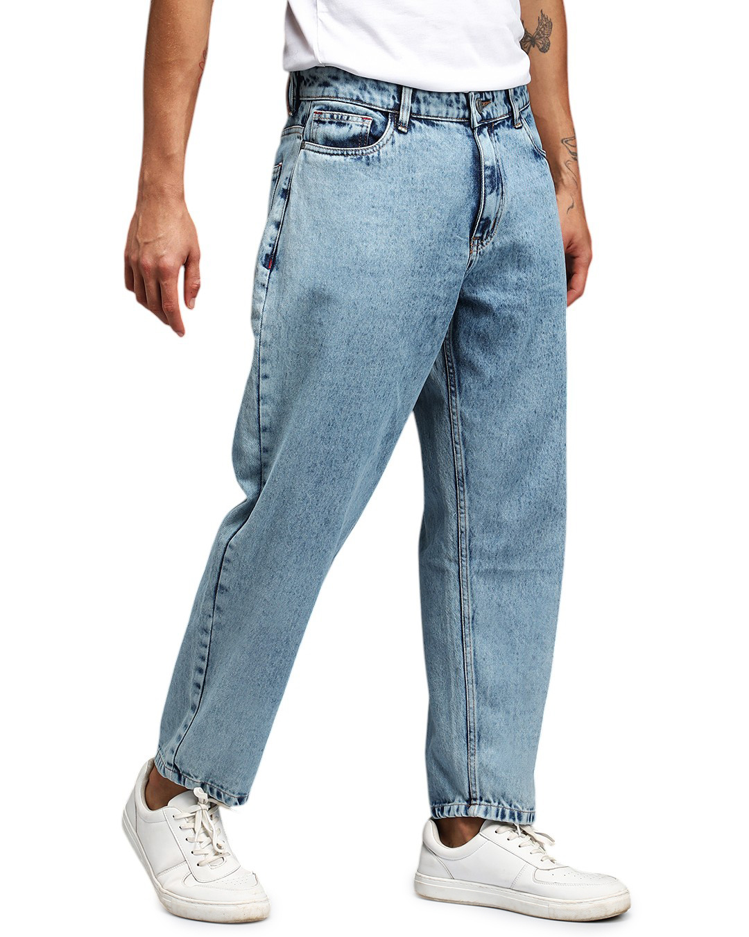 Buy Men's Indigo Blue Washed Straight Fit Jeans Online at Bewakoof
