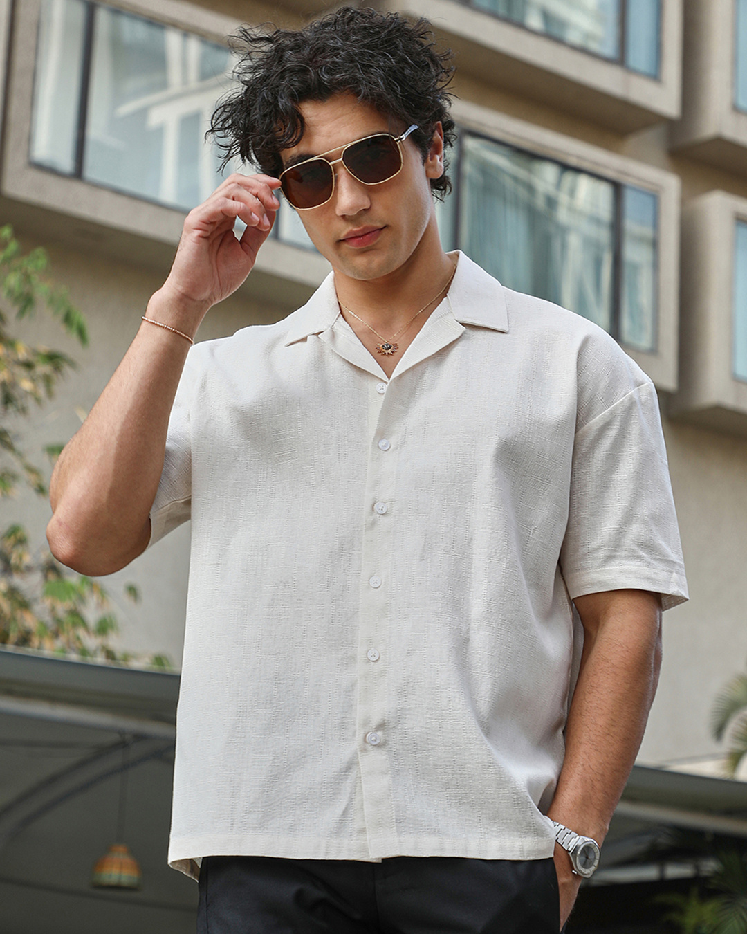 Buy Men's Ivory White Overised Shirt Online at Bewakoof