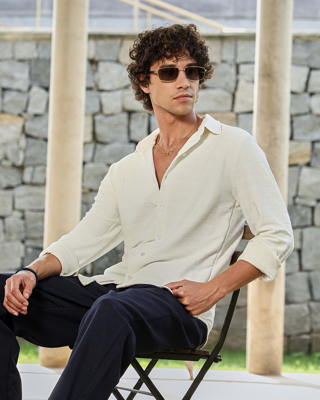 Buy Men's Ivory White Textured Shirt Online at Bewakoof