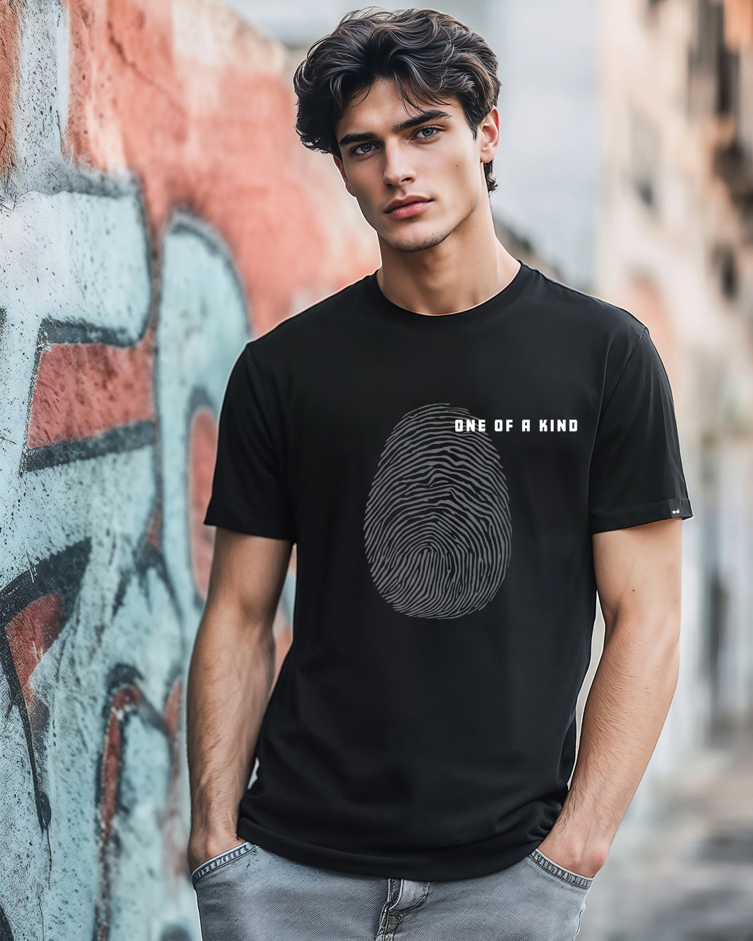 Buy Men's Jet Black One Of A Kind Graphic Printed T-shirt Online at ...