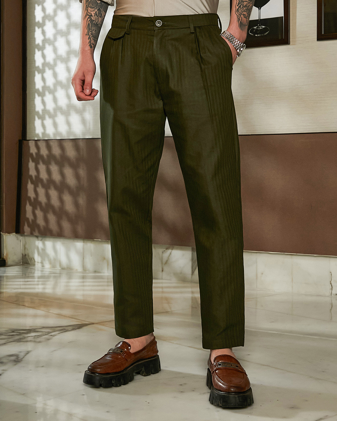 Buy Men's Juniper Green Pants Online at Bewakoof