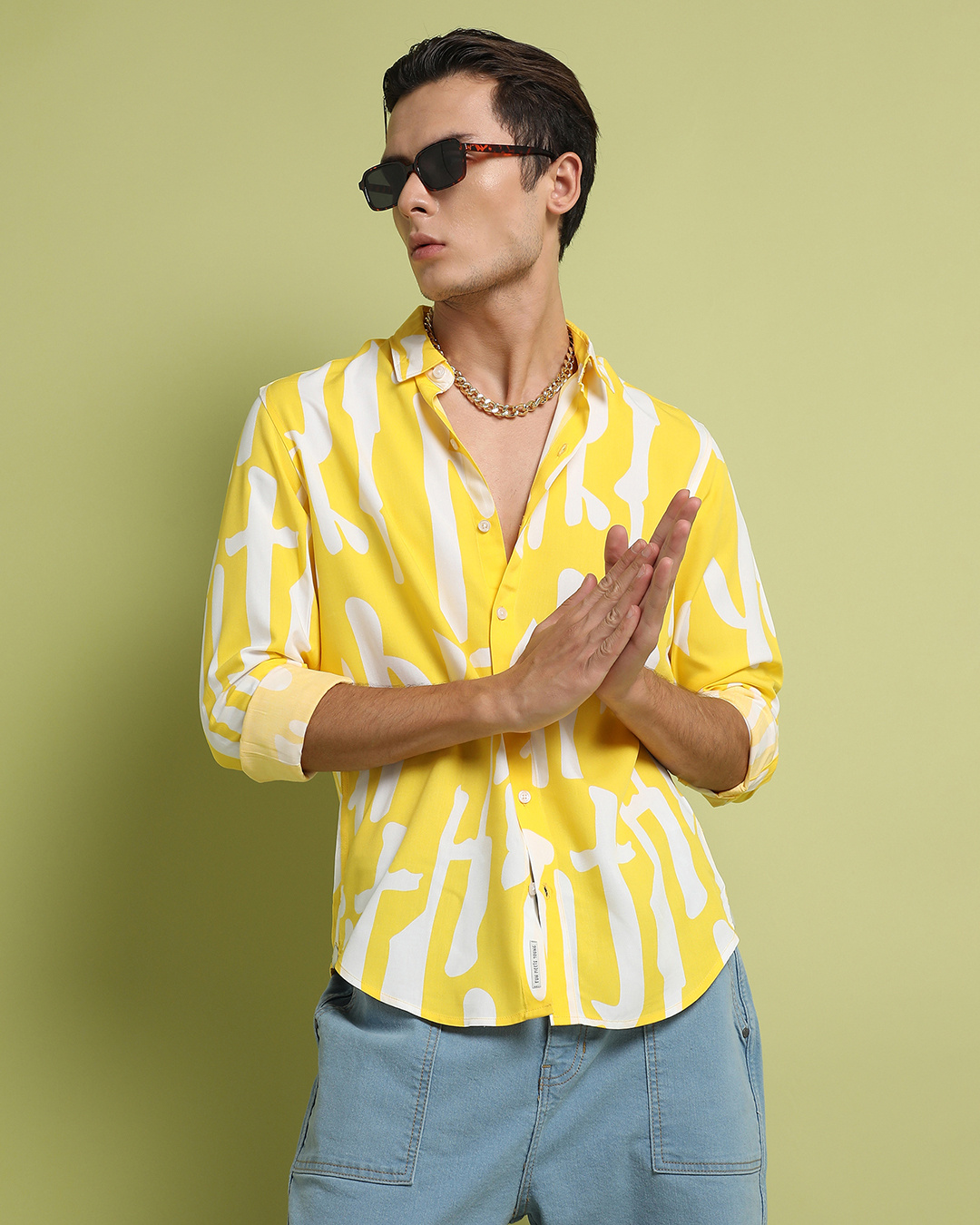 Buy Men's Lemon Yellow Abstract Printed Shirt Online at Bewakoof