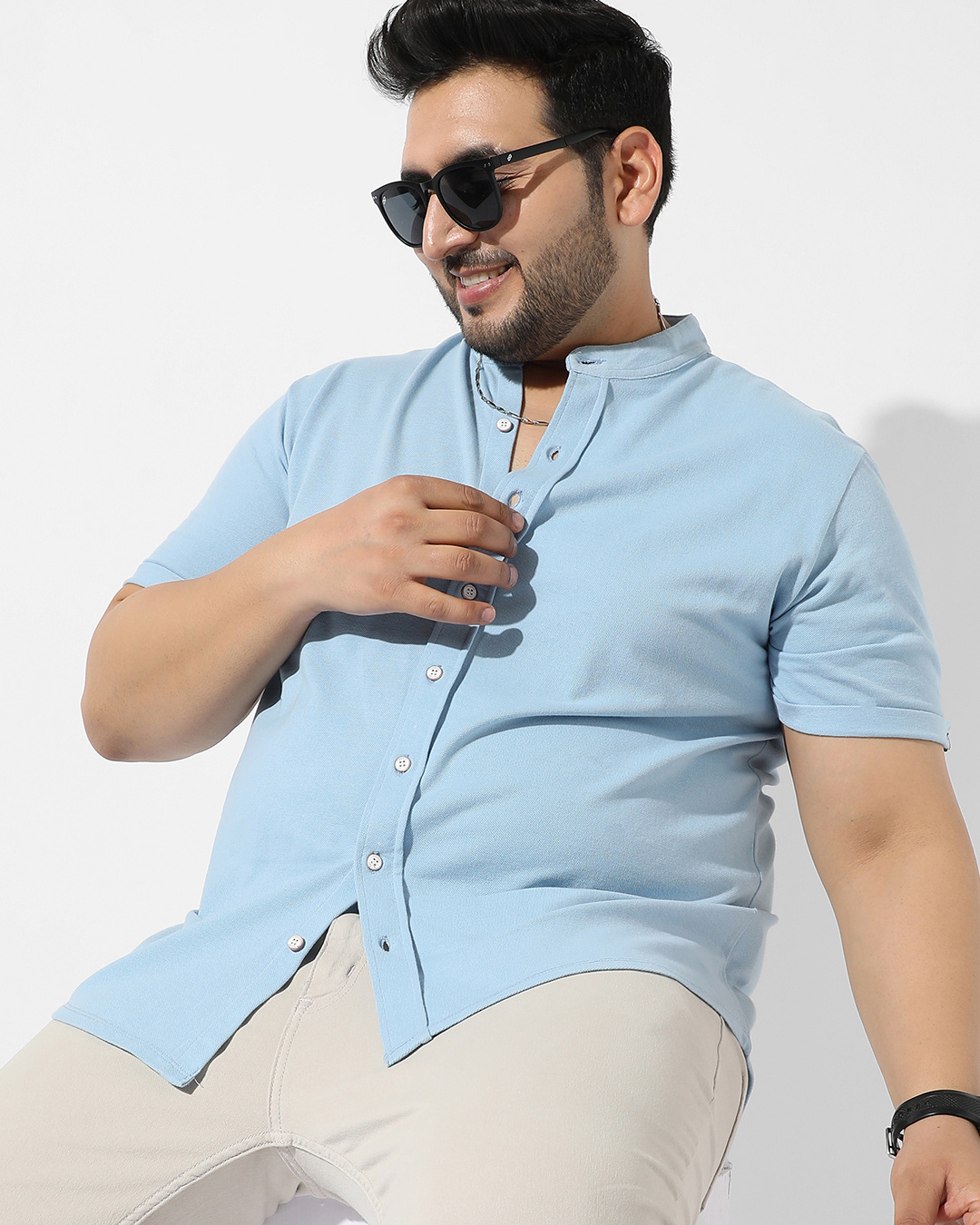 Buy Men's Light Blue Plus Size Shirt Online at Bewakoof