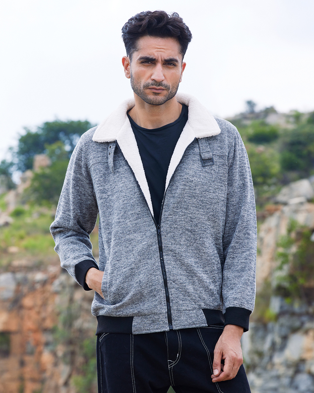 Buy Men's Light Grey Zipper Jacket Online at Bewakoof