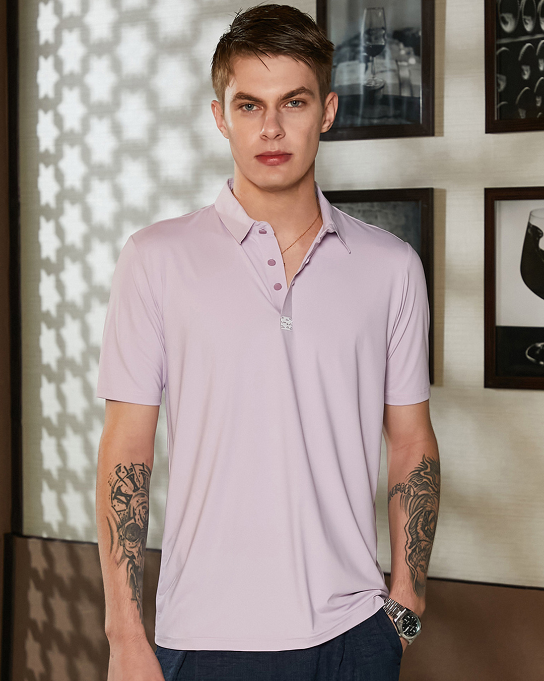Buy Men's Lilac Polo T-shirt Online at Bewakoof
