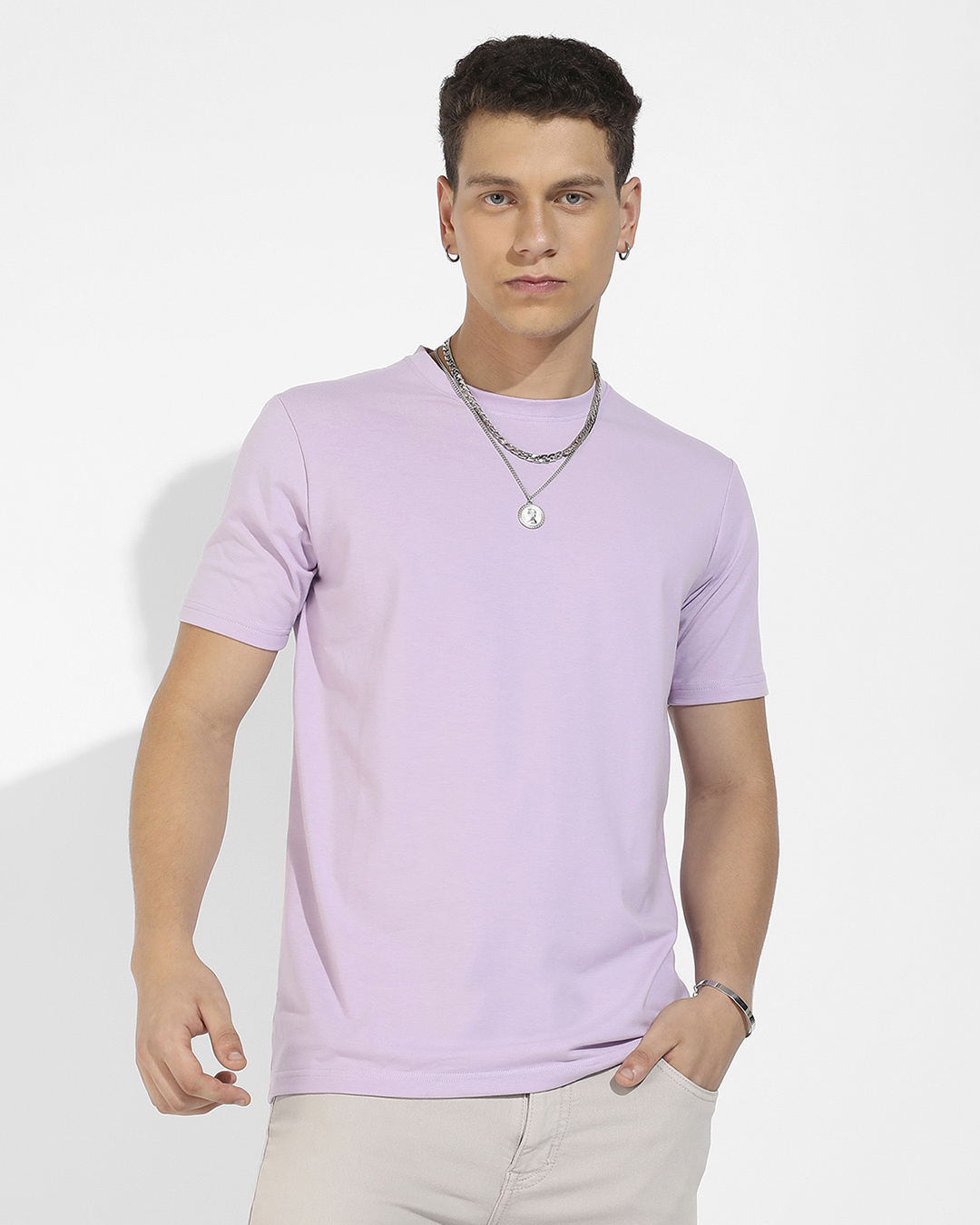 Buy Men's Lilac T-shirt Online at Bewakoof