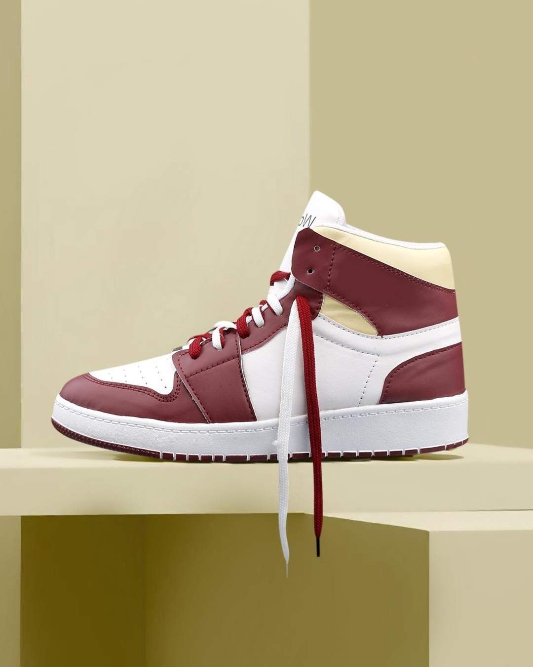 Buy Men's Maroon and White Color Block Casual Shoes Online in India at ...