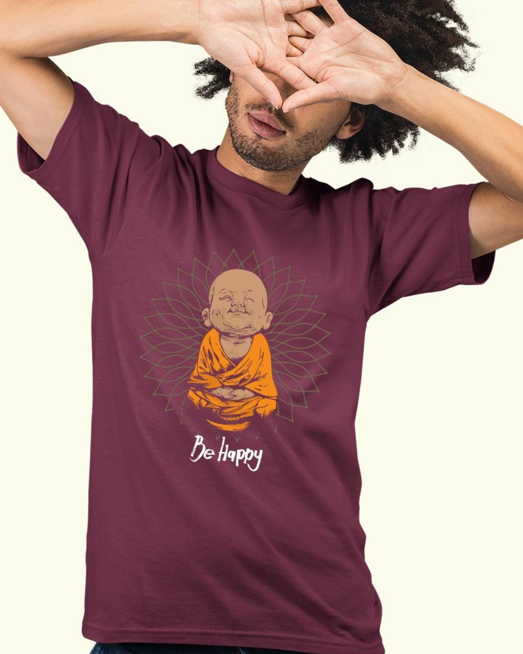 Buy Men's Maroon Be Happy Graphic Printed T-shirt Online at Bewakoof