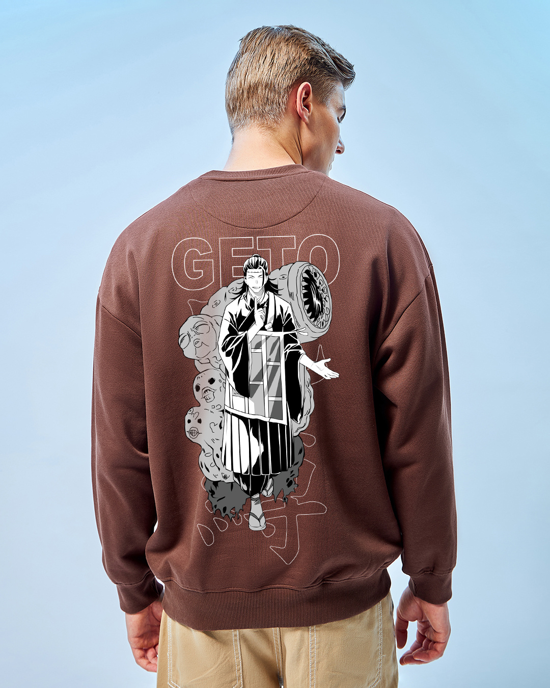 Buy Men's Brown Geto Graphic Printed Oversized Sweatshirt Online at ...
