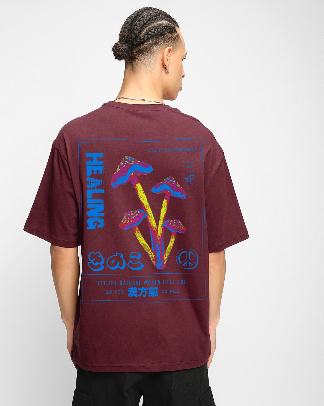 Buy Men's Maroon Heal Graphic Printed Oversized T-shirt Online at Bewakoof
