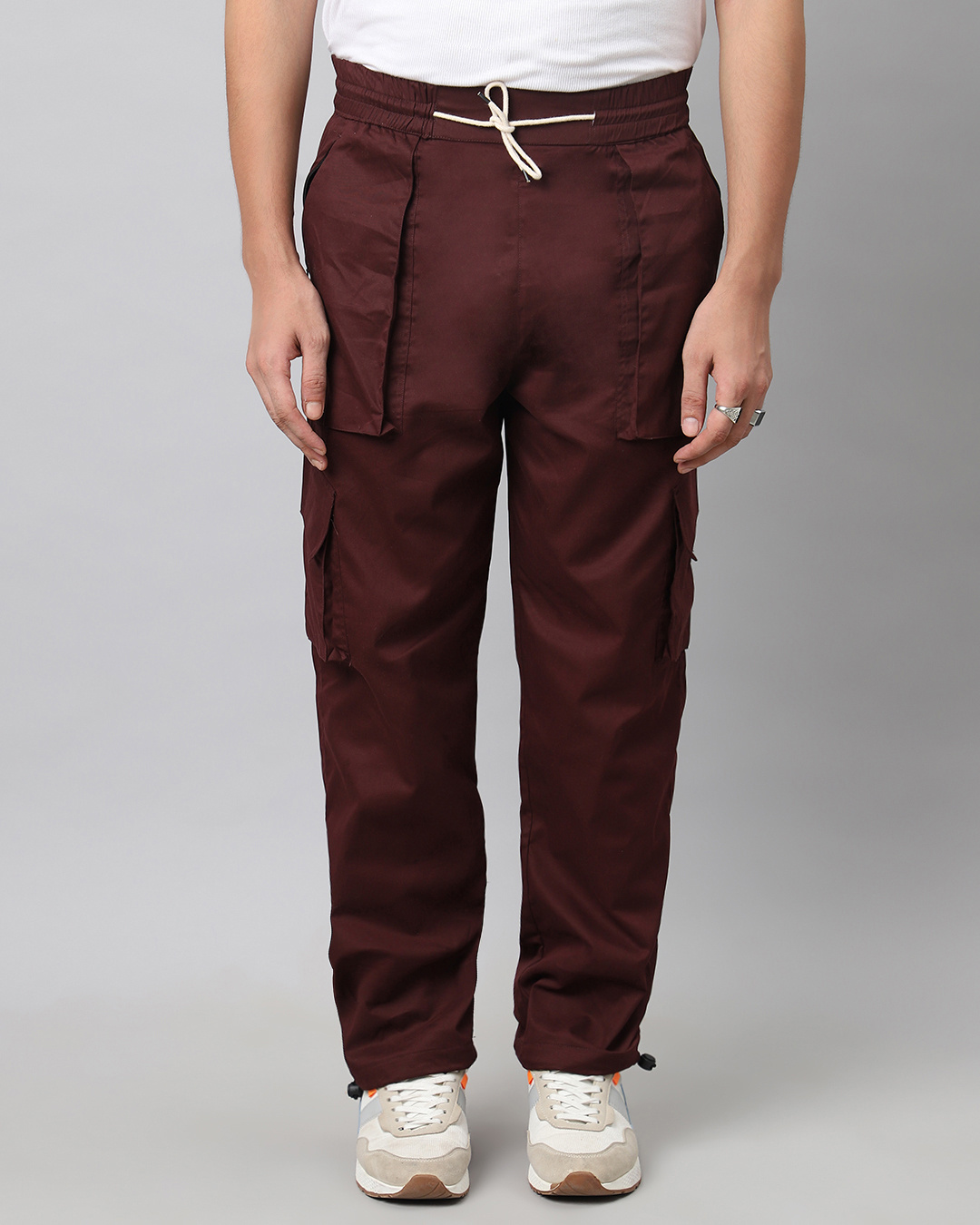 Buy Men's Maroon Loose Comfort Fit Cargo Pants Online at Bewakoof