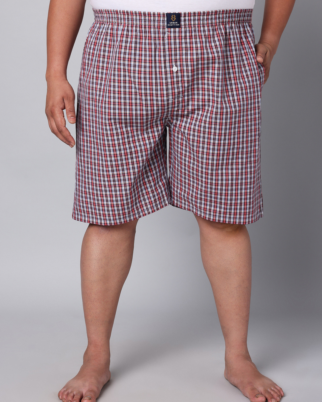 Buy Men's Maroon & Orange Checked Plus Size Boxers Online in India at ...