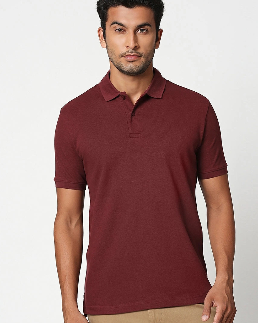 Buy Men's Maroon Polo T-shirt Online at Bewakoof