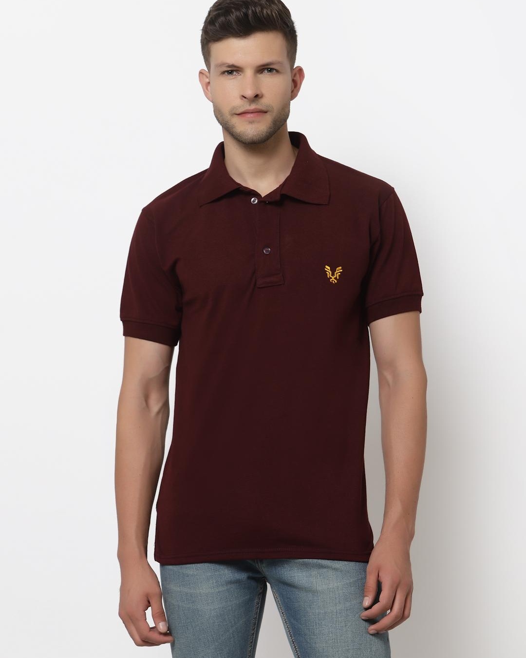 Buy Men's Maroon Polo T-shirt for Men Maroon Online at Bewakoof