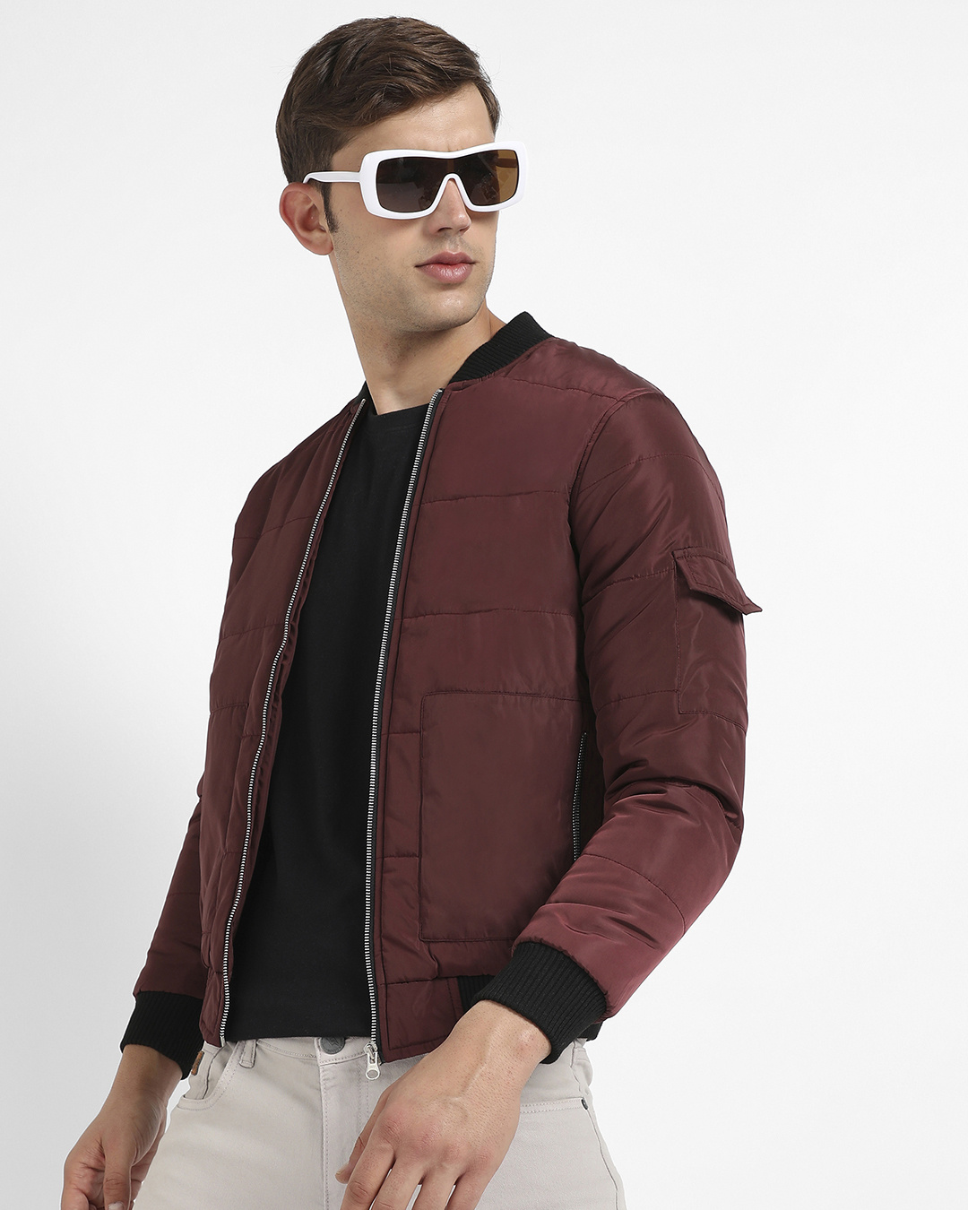 Buy Men's Maroon Puffer Jacket Online at Bewakoof