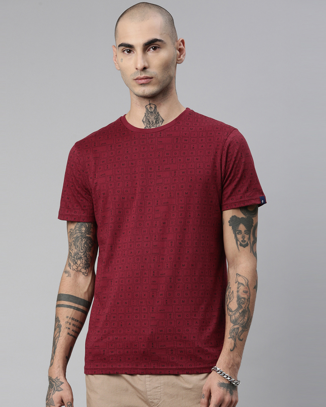 Buy Men's Maroon Regular Fit Printed T-shirt Online at Bewakoof