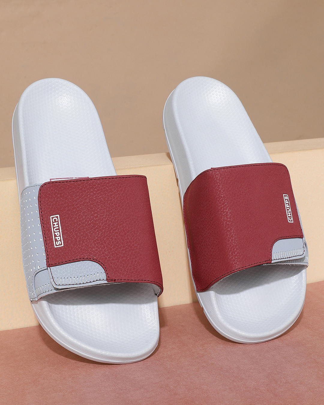 Buy Men's Maroon Sliders Online in India at Bewakoof