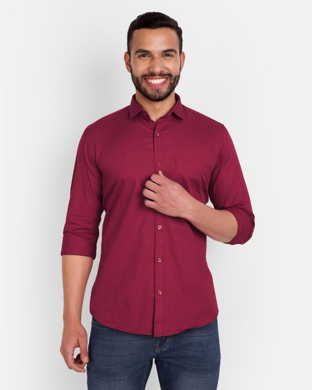 Buy Men's Maroon Slim Fit Shirt Online at Bewakoof