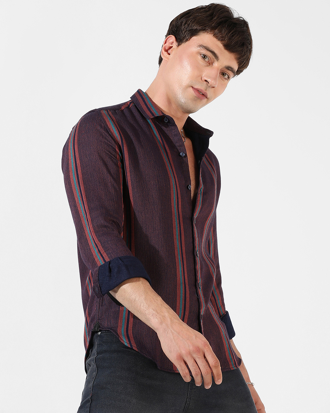 Buy Men's Maroon Striped Shirt Online at Bewakoof