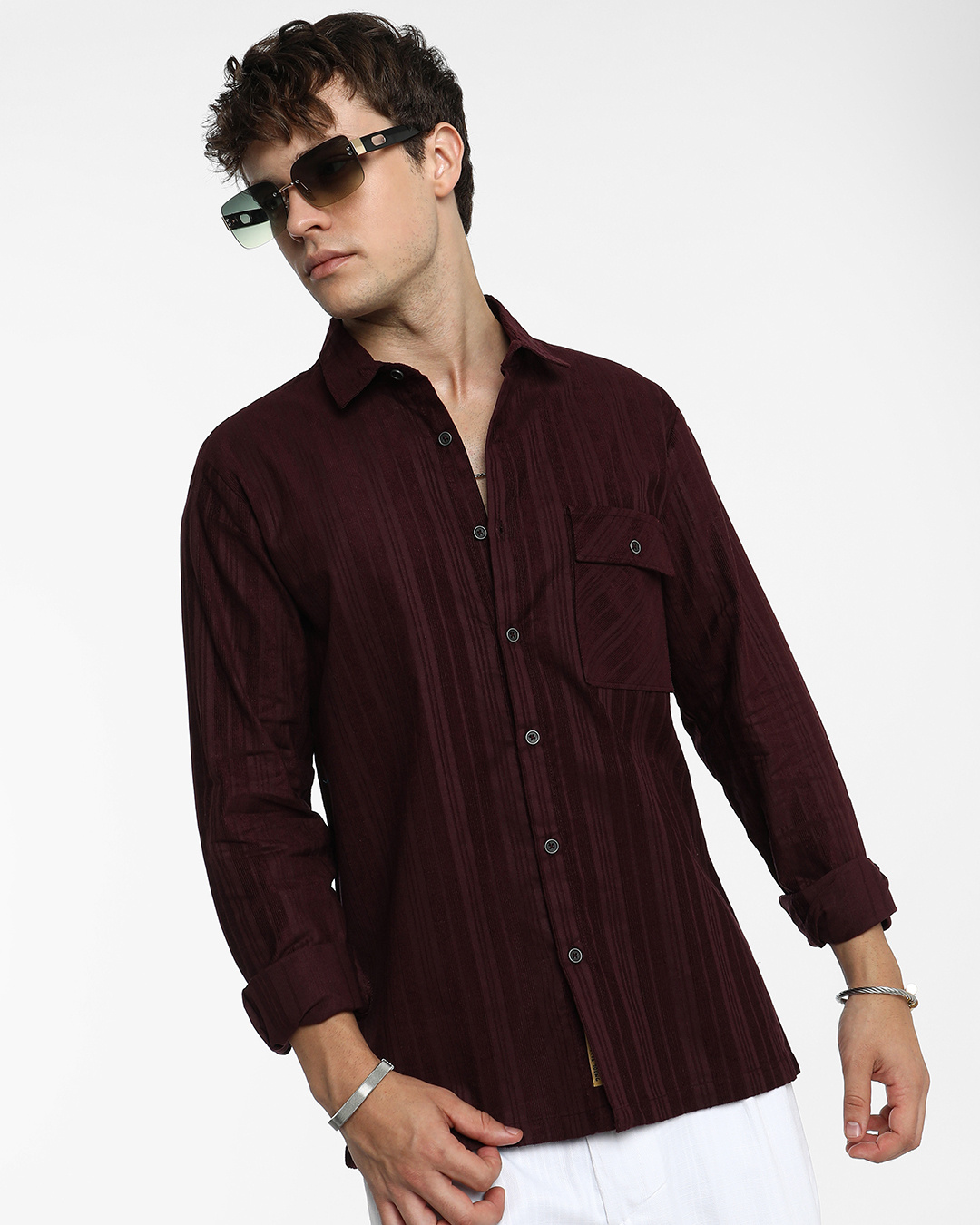 Buy Men's Maroon Striped Shirt Online at Bewakoof
