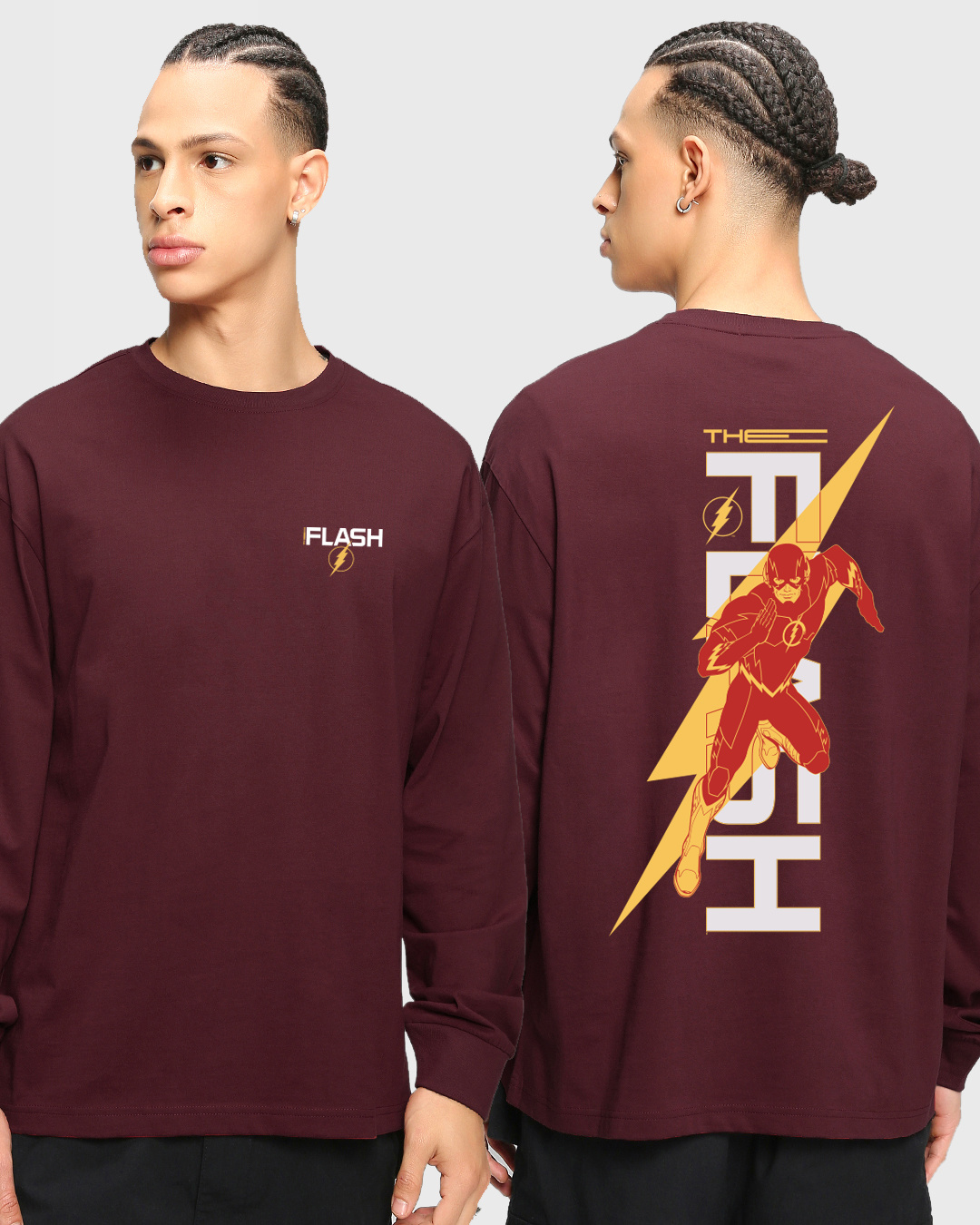 Buy Men's Maroon The Flash Graphic Printed Oversized T-shirt Online at ...