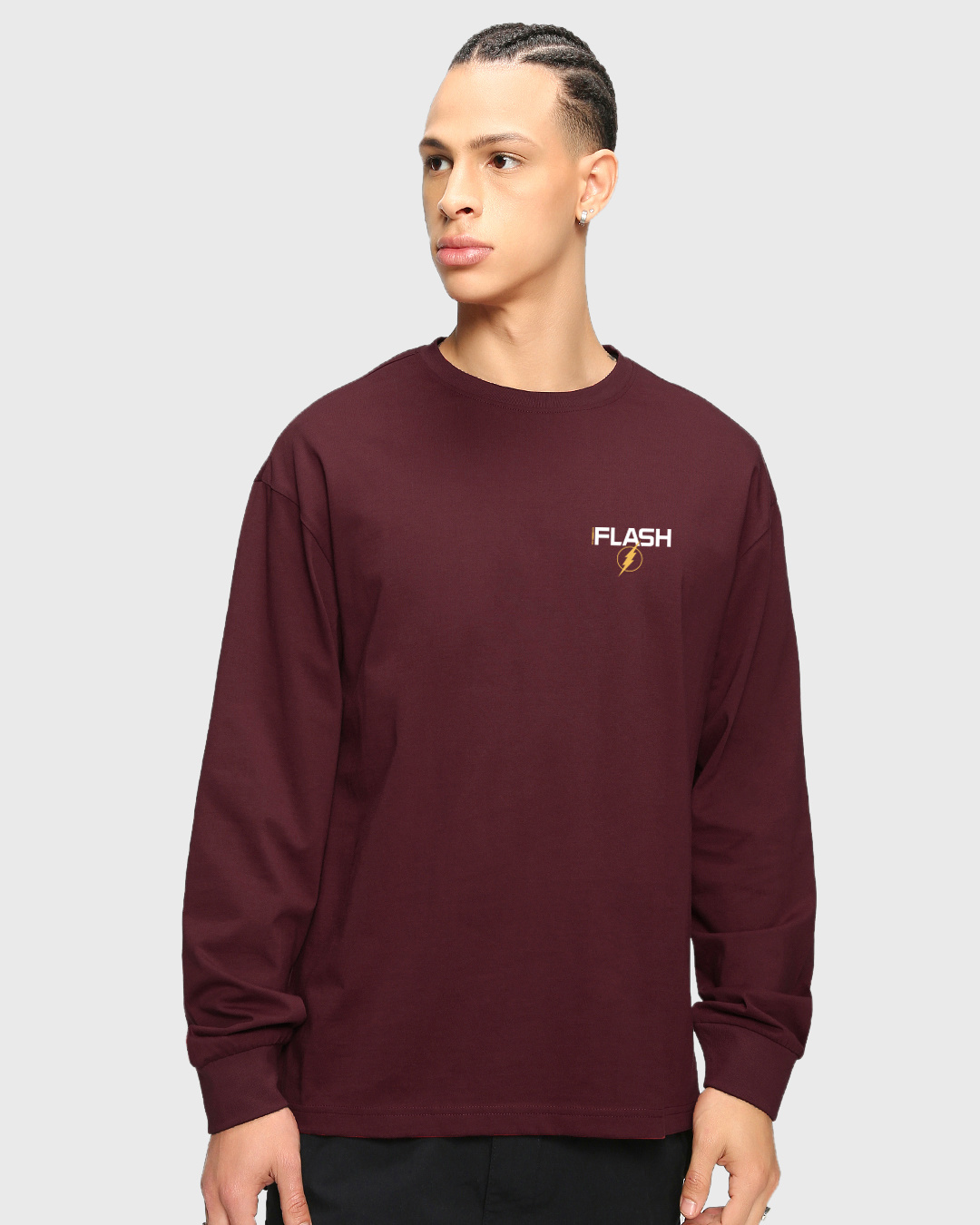 Buy Men's Maroon The Flash Graphic Printed Oversized T-shirt Online at ...