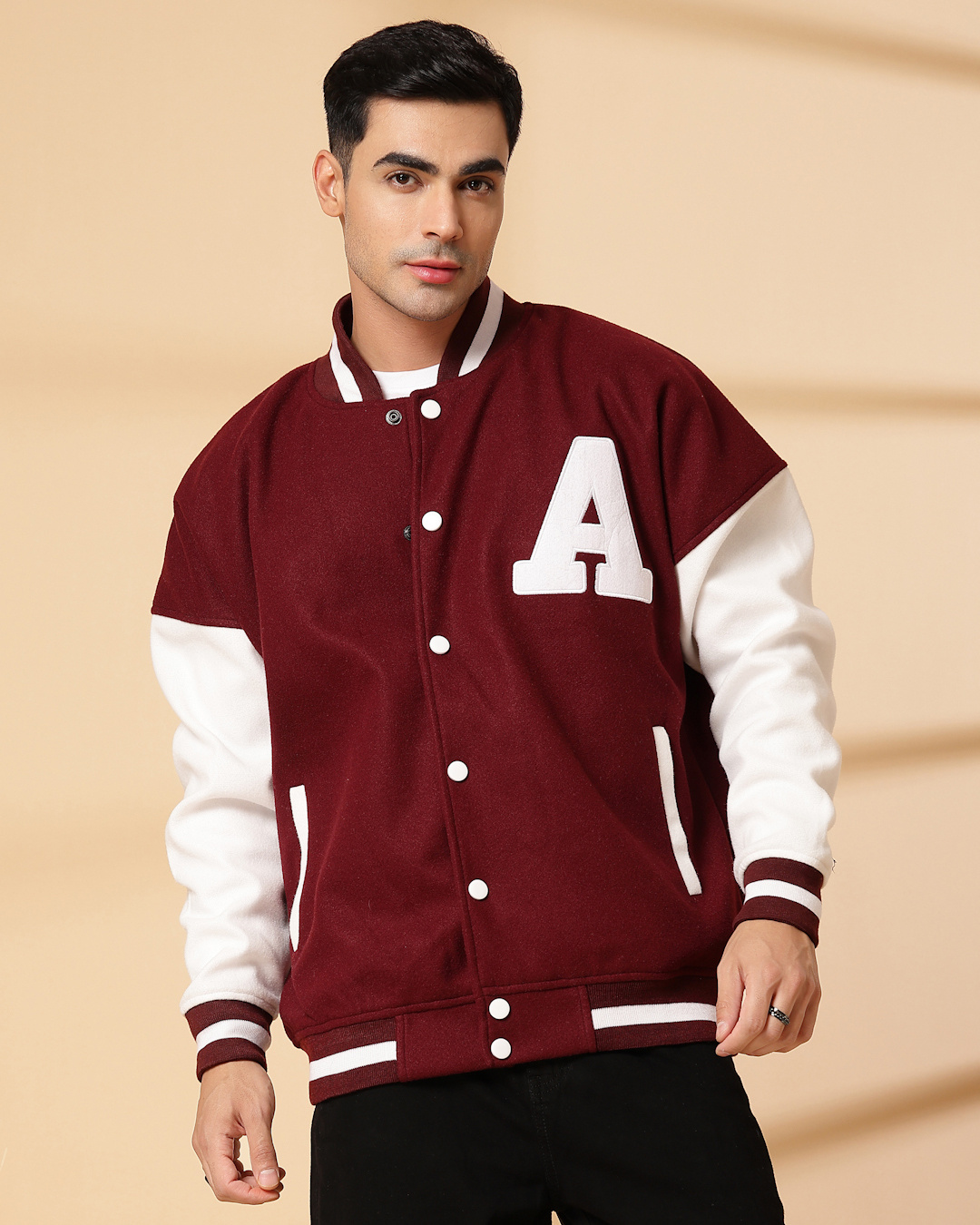 Buy Men's Maroon & White Typography Jacket Online at Bewakoof