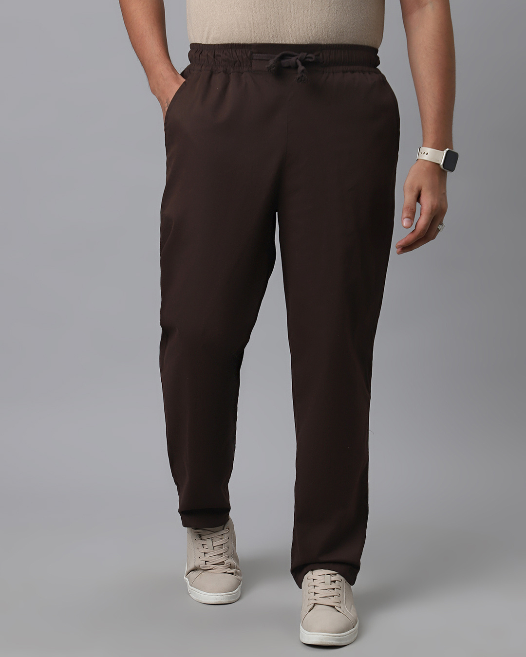 Buy Men's Mocha Brown Loose Comfort Fit Pants Online at Bewakoof