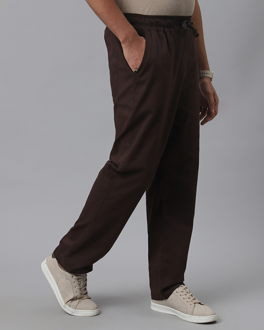 Buy Men's Mocha Brown Loose Comfort Fit Pants Online at Bewakoof