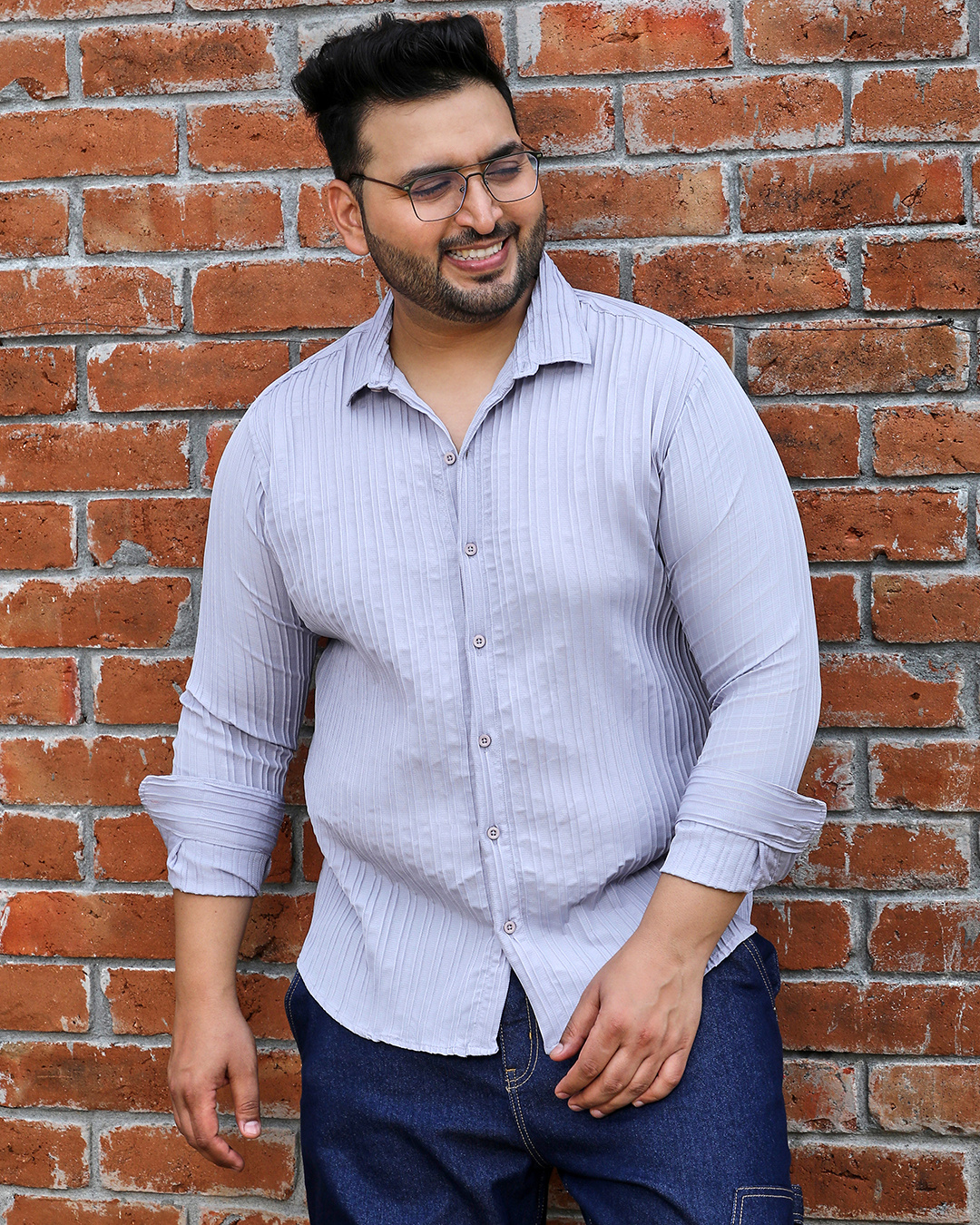 Buy Men's Moon Grey Textured Oversized Plus Size Shirt Online at Bewakoof