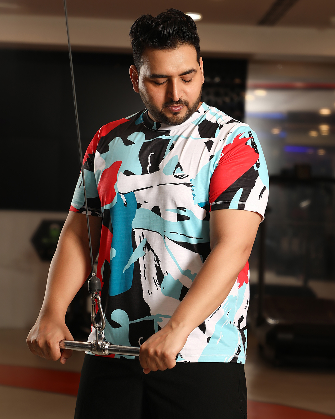 Buy Men's Multicolor Abstract Printed Oversized Plus Size T-shirt Online at Bewakoof