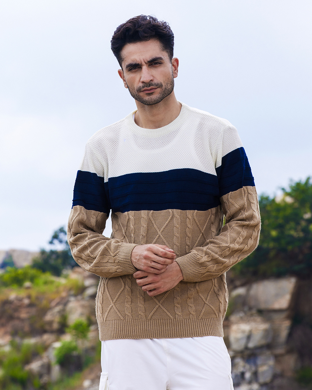 Buy Men's Multicolor Color Block Sweater Online at Bewakoof