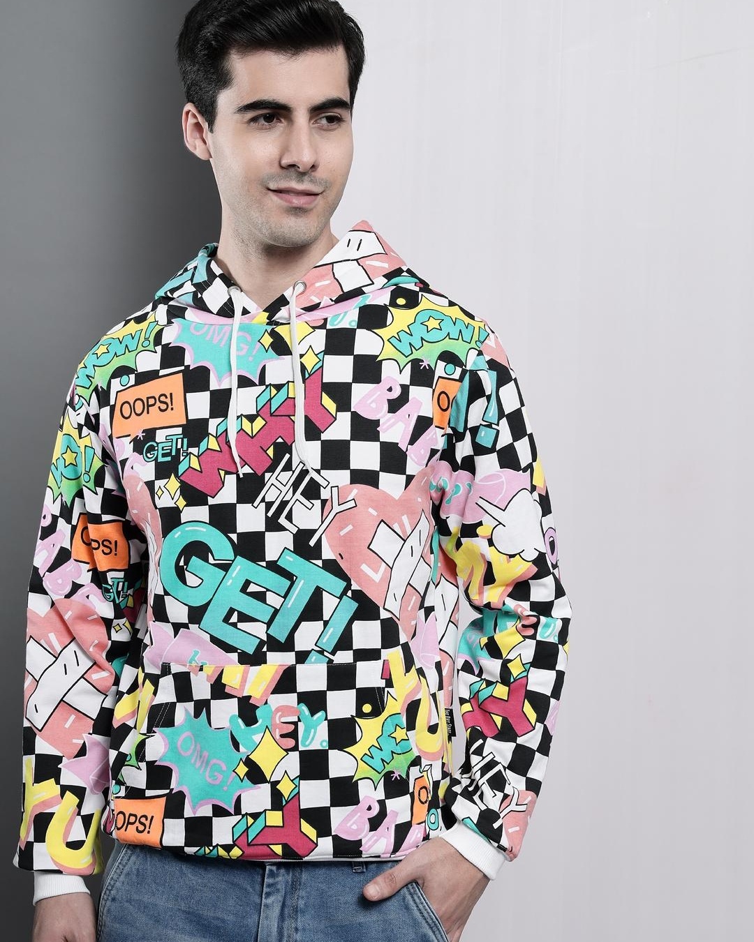 Buy Men's Multicolor Graphic Printed Hooded Sweatshirt Online at Bewakoof