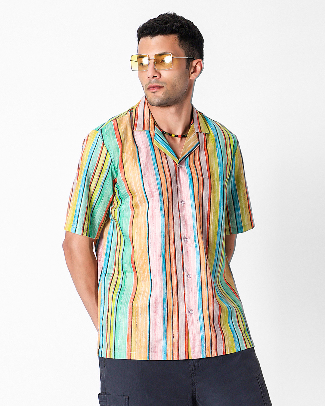 Buy Men's Multicolor Striped Oversized Shirt Online at Bewakoof
