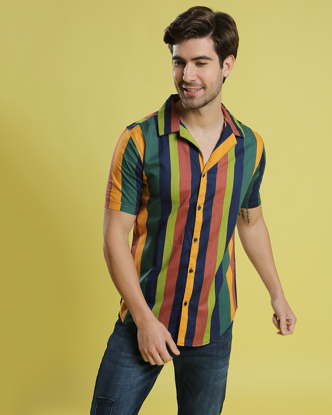 Buy Men's Multicolor Striped Shirt Online at Bewakoof
